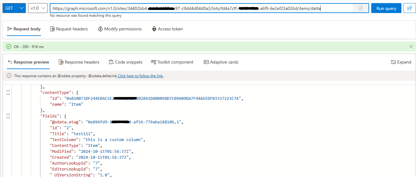 how to fetch custom fields or columns in response of graph api delta query for drive item ...