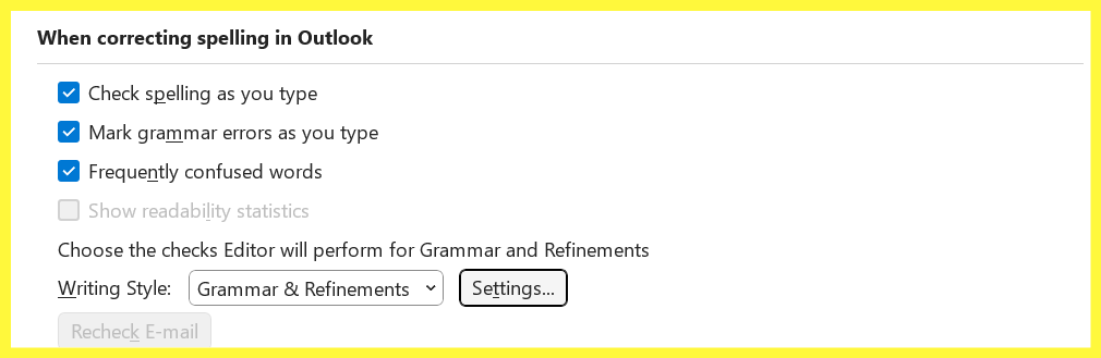 How To Turn Off Proofing Exceptions within Outlook? - Microsoft Q&A