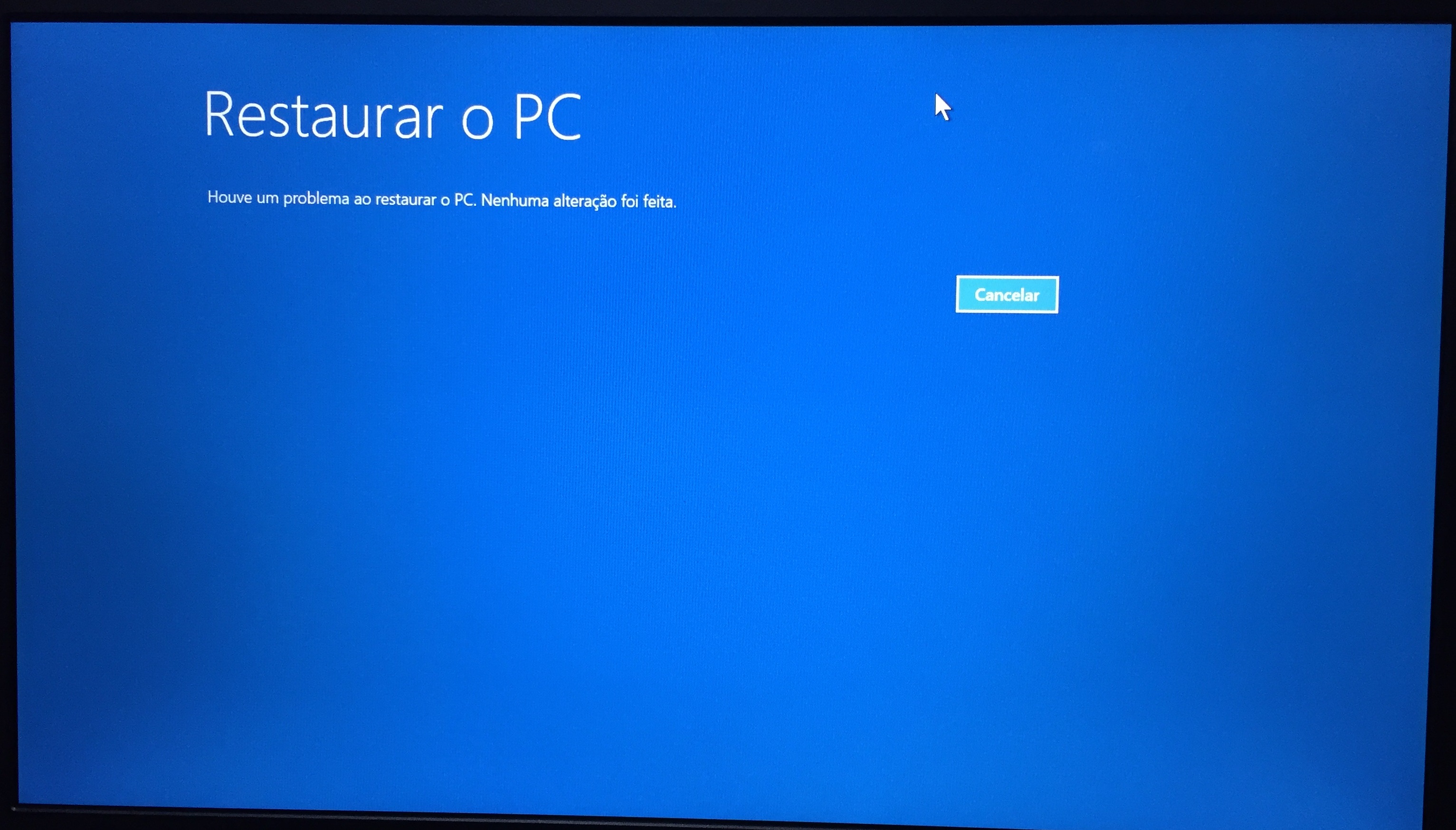 Ao restaurar o PC, aparece a mensagem "Houve um problema ao restaurar o ...