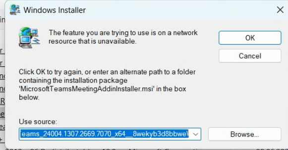 Microsoft Teams Meetign Addin for Outlook can't uninstall or update - Microsoft Q&A