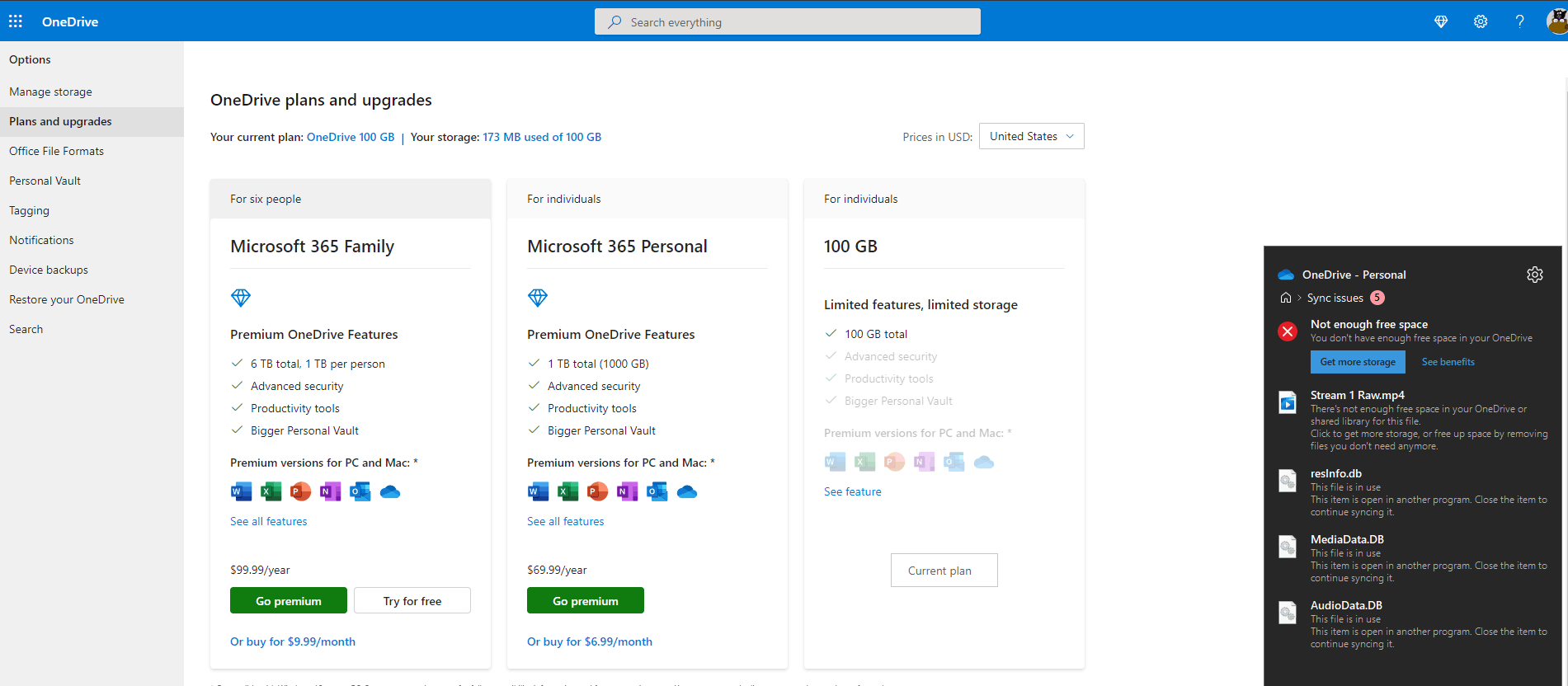 OneDrive subscription not adding storage - Microsoft Q&A