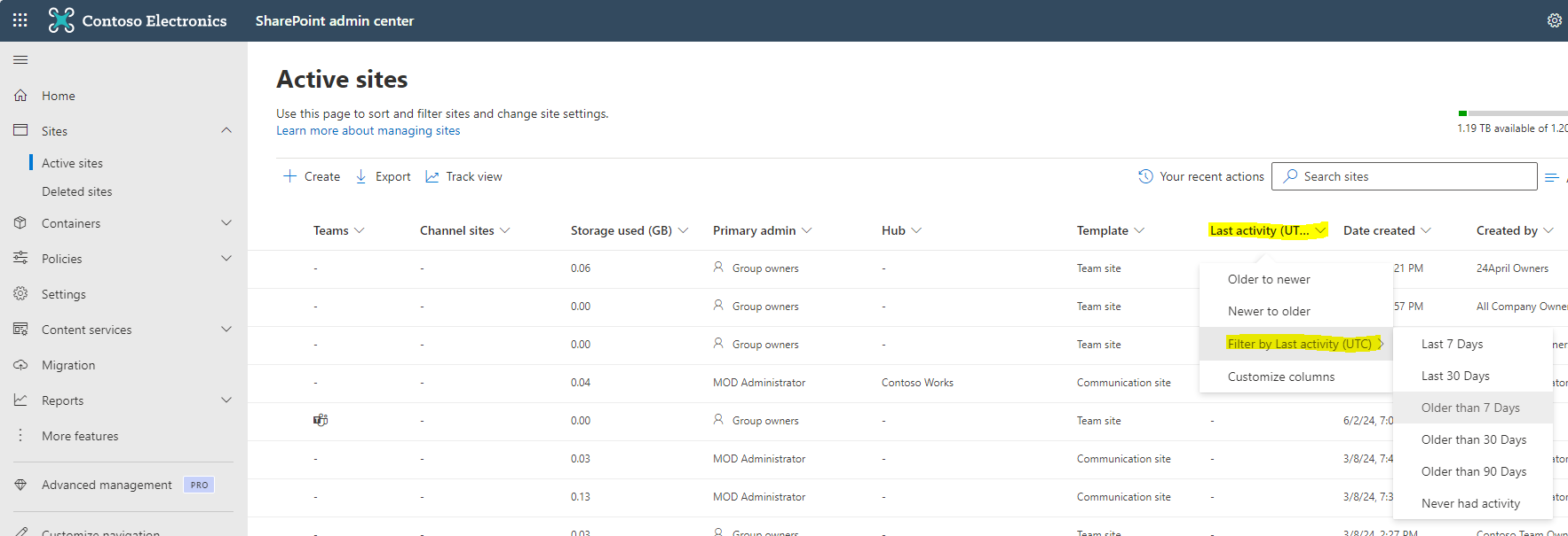 I want a size of site in MB in SharePoint Admin center, Active Sites ...