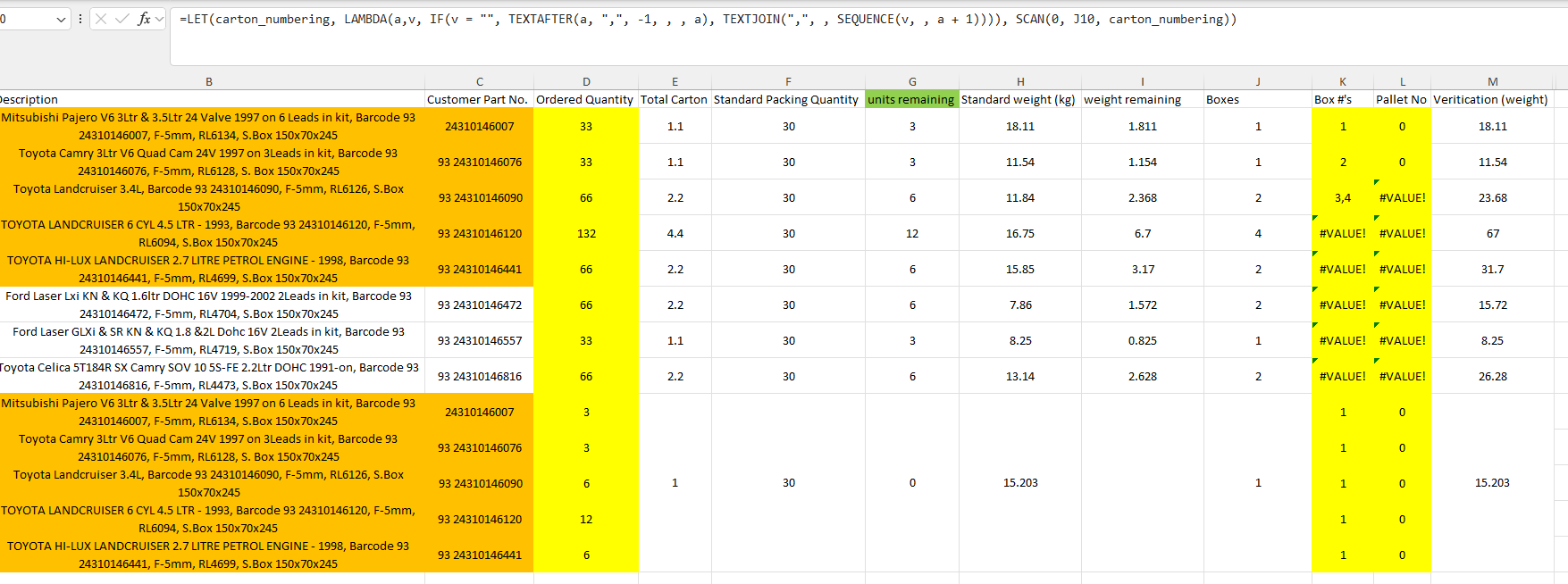 Calculating Remaining Quantity and Pallet Numbers in Excel - Microsoft Q&A