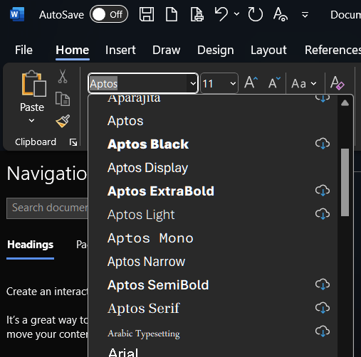 OneNote is not showing APTOS font in the drop down - Microsoft Q&A