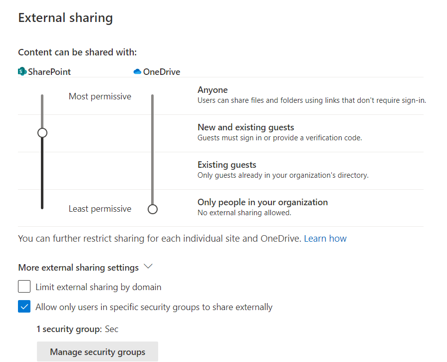 One Drive Share - Allow only some users to share files to out side ...