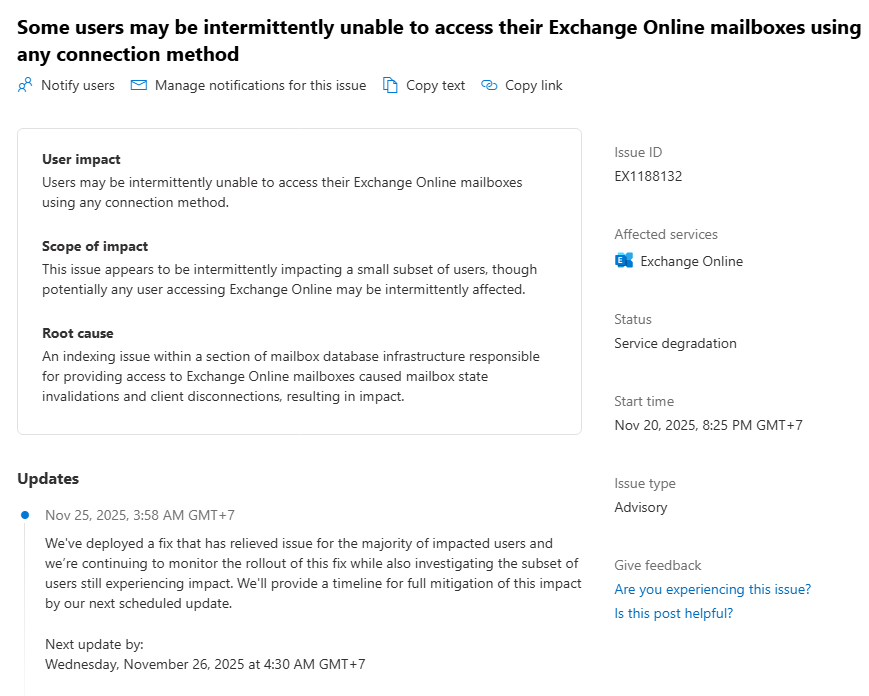 Issue integrating Exchange Online mailbox data into custom application ...