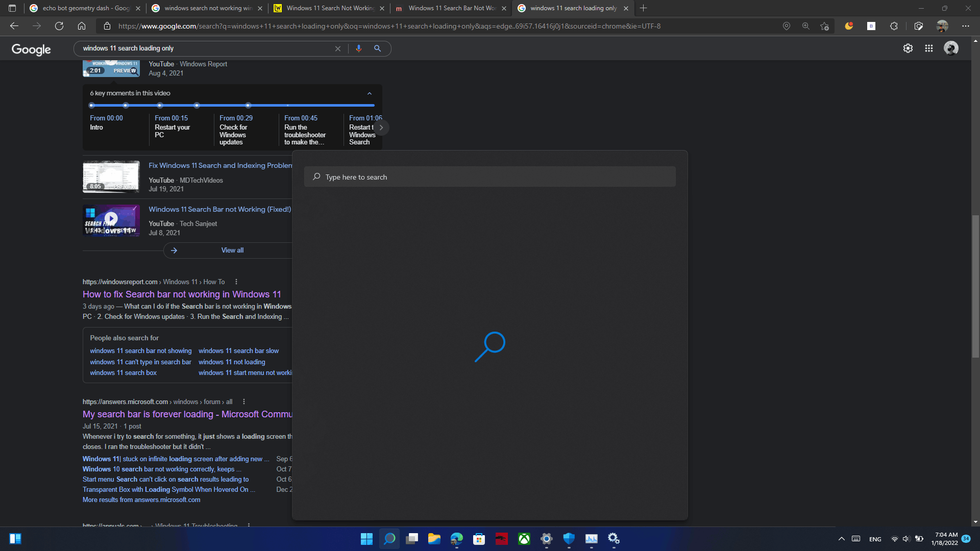 My Search Bar not working in Windows 11 - Microsoft Q&A