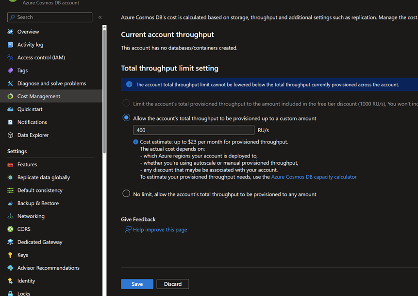 How To Set Check Database Level Throughput For Cosmosdb With Mongodb Api Microsoft Qanda
