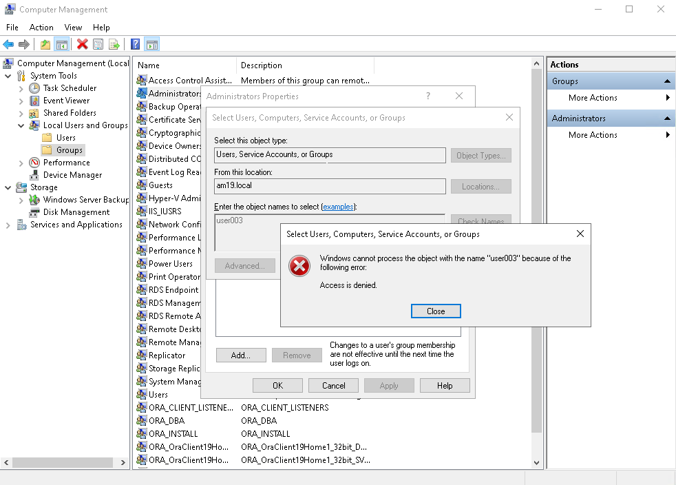 Access Is Denied Occurs If I Want To Add A User To The Administrators 9516