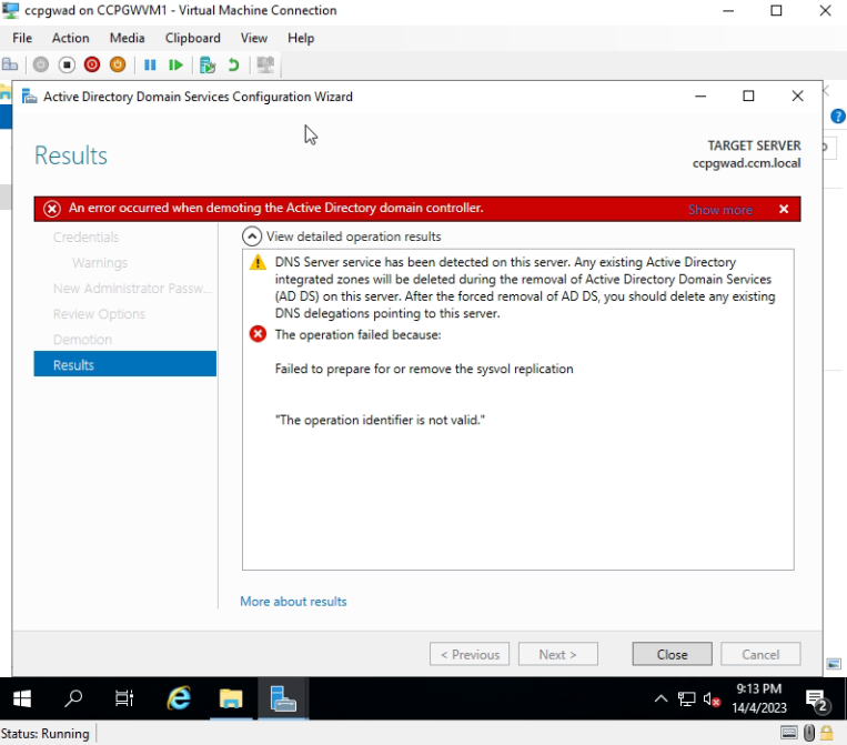 Unable to demotion Domain Controller server - Microsoft Q&A