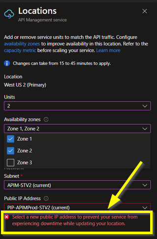 What is new public ip used for when migrating the existing APIM to ...