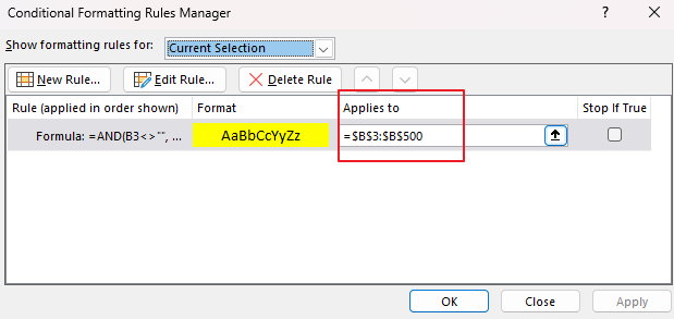 Conditional formatting cells with values that dont match - Microsoft Q&A