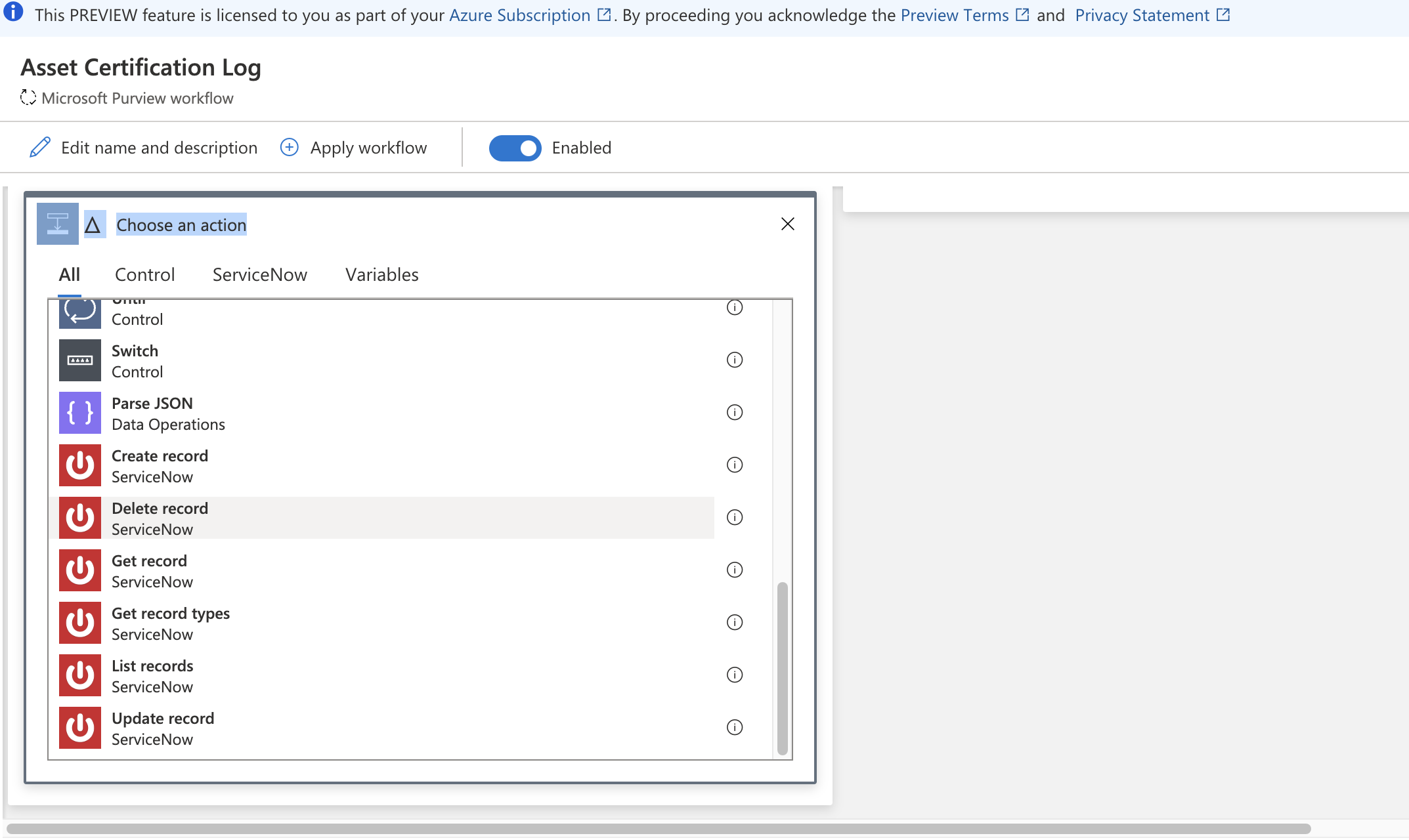 Purview Workflow For Asset Certification Log ( Every time asset ...