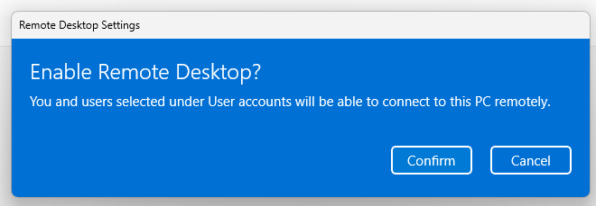 On Windows Settings UI I was unable to enable the Remote Desktop setting - Microsoft Q&A