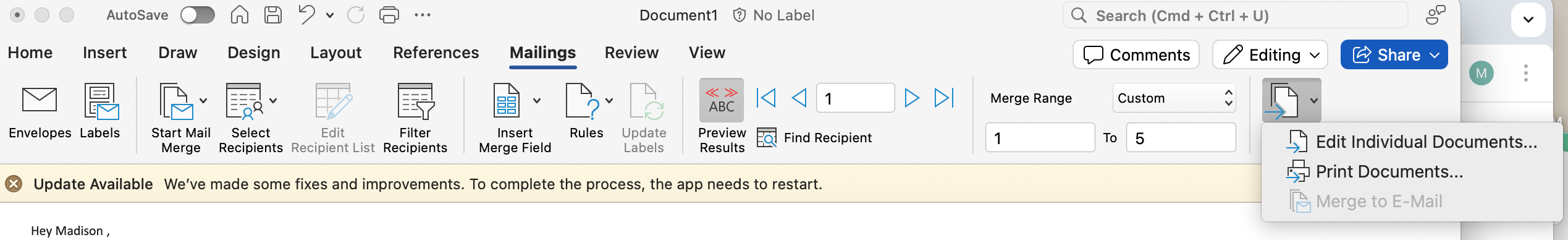 why is my mail merge button greyed out? - Microsoft Q&A
