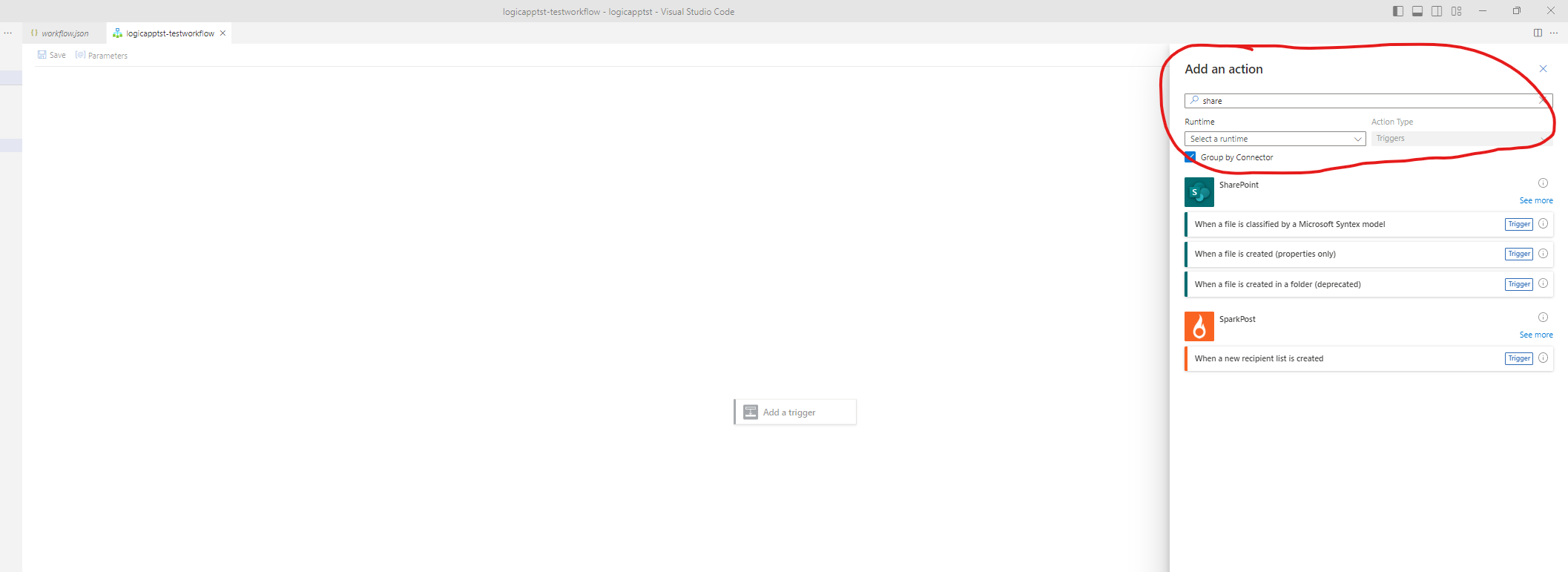 I don't see SharePoint and Outlook 365 triggers/actions in logic apps while creating using VS ...