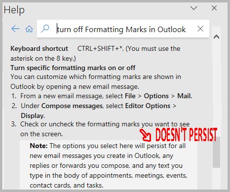 Why can't I find the option to "turn off Formatting Marks in Outlook ...