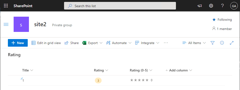 Forms star rating and SharePoints lists - Microsoft Q&A