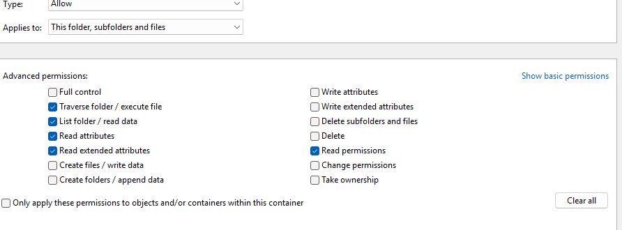 How to fix delete rights through special access through user security rights for file and folder ...