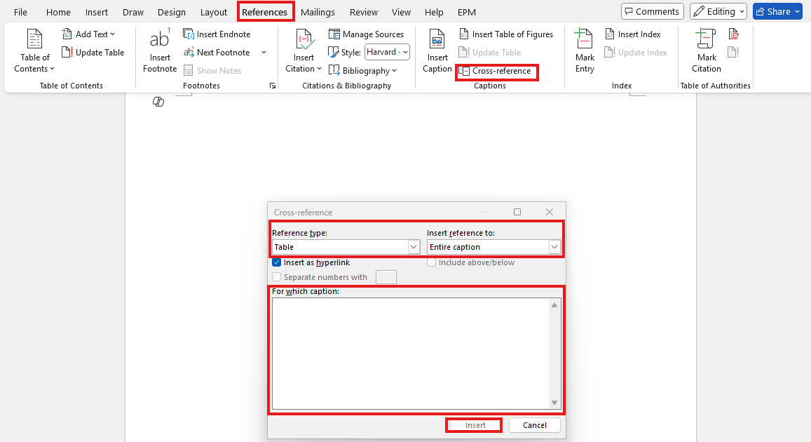 Crossreference not possible for tables, likely language mismatch ...
