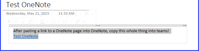 Unable to copy Link to Section on OneNote and past it on Teams ...