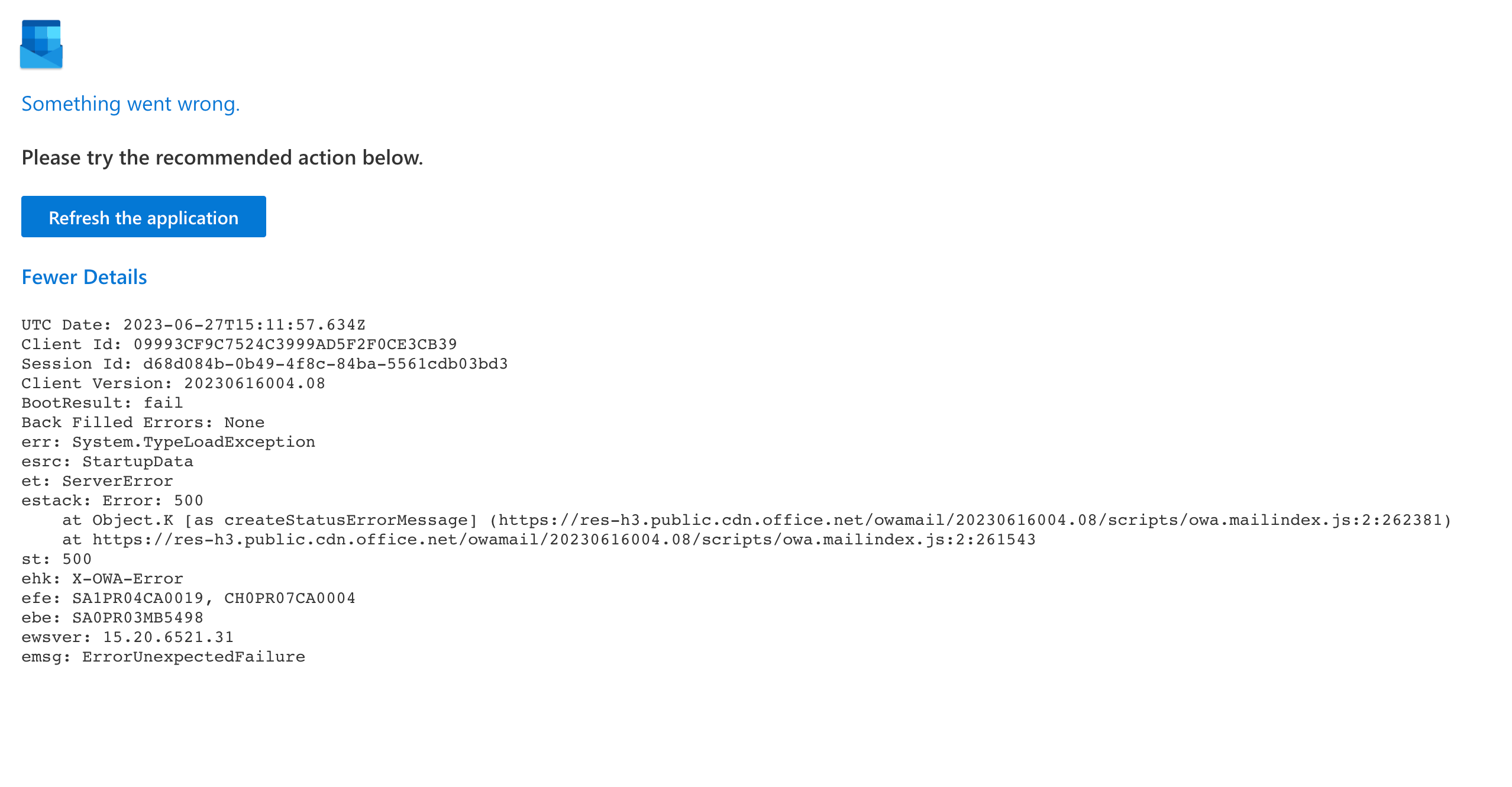 I receive this error message and cant reach my email. see below the ...