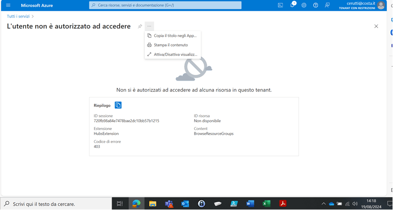 my account ******@xxxxxxxxxxx.xxxxxxxx.com has a tenant restriction - Microsoft Q&A