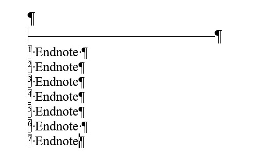 New endnotes are numbered starting at 1, instead of in sequence of ...