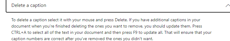 How do I delete/remove text from Caption field in Insert Caption dialog ...