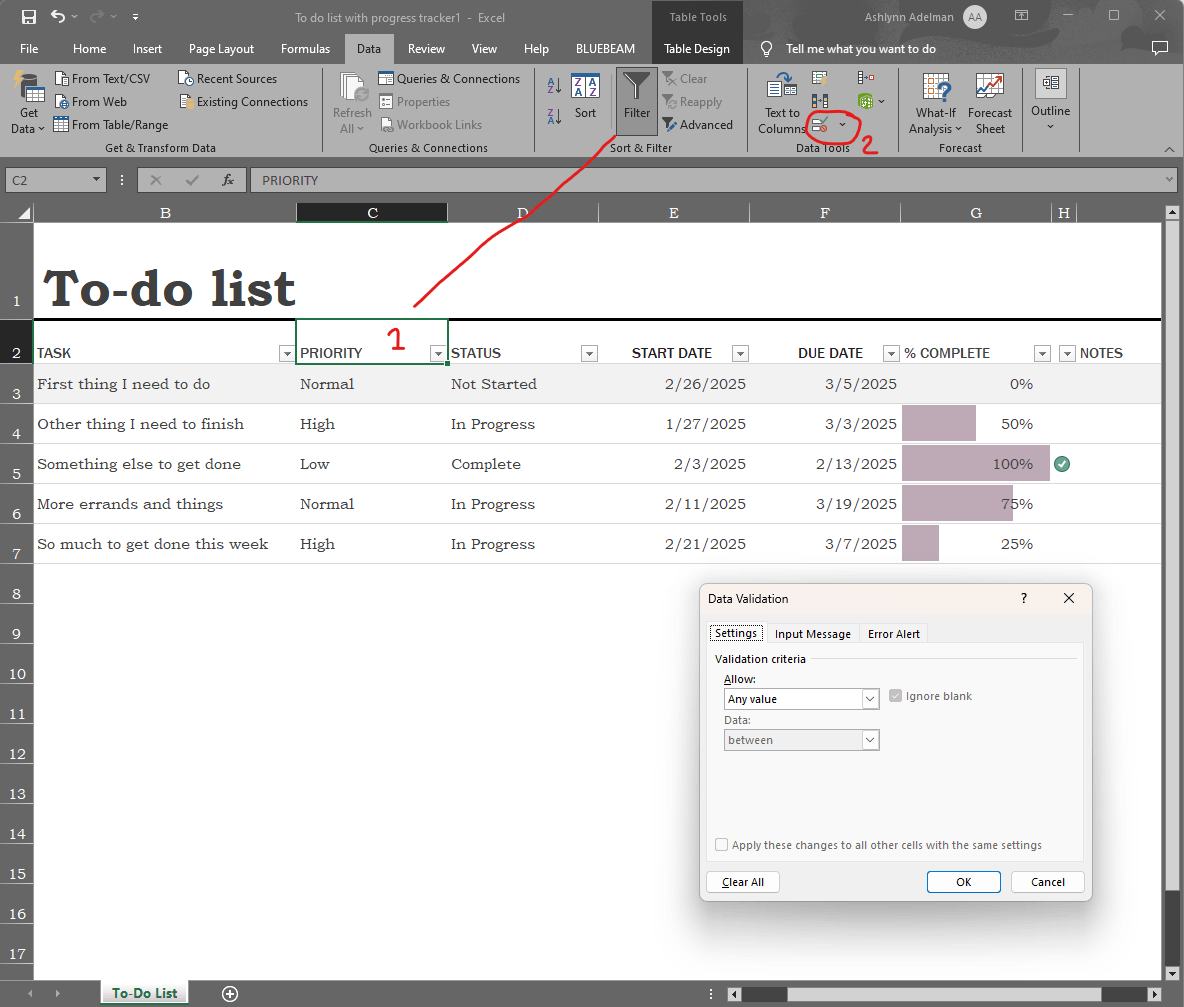 Editing Existing Drop Down in Excel Template: Data Validation and Filters Not Working ...
