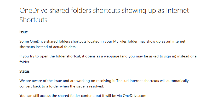 OneDrive folders as Internet Shortcut - Microsoft Q&A