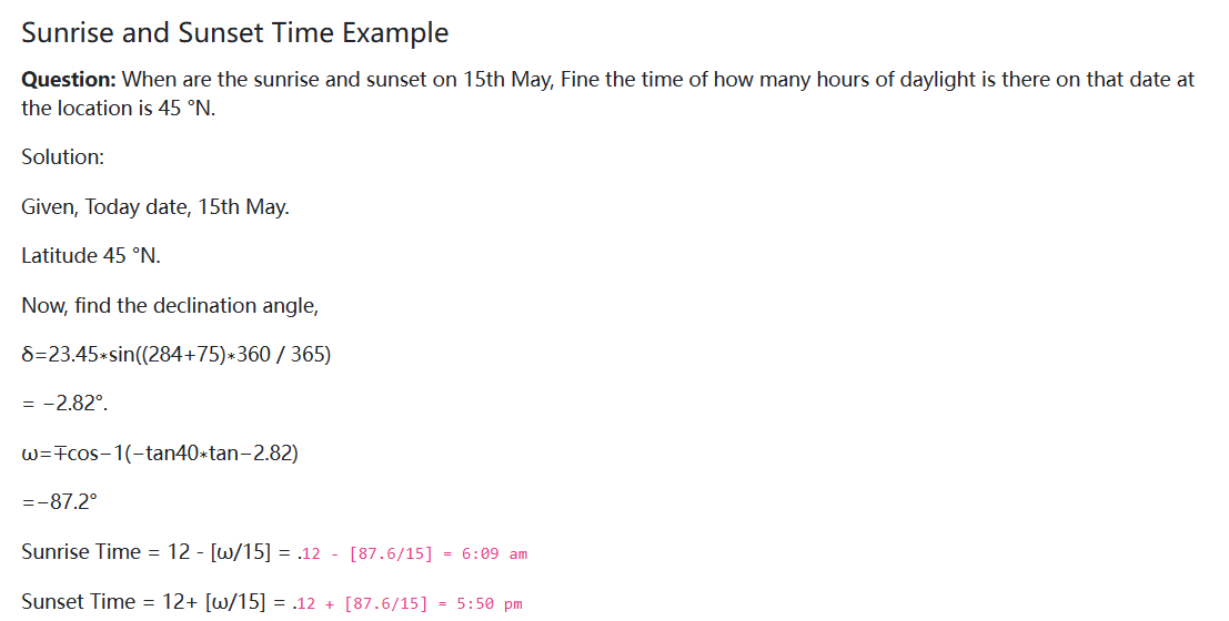 sunset and sunrise times auto generated by date - Microsoft Q&A