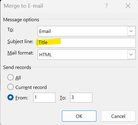 How to set Subject Line in word mail merge macro - Microsoft Q&A