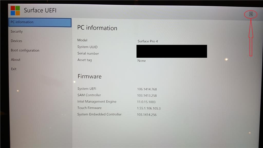 Surface pro 4 UEFI boot disc icon - Microsoft Q&A