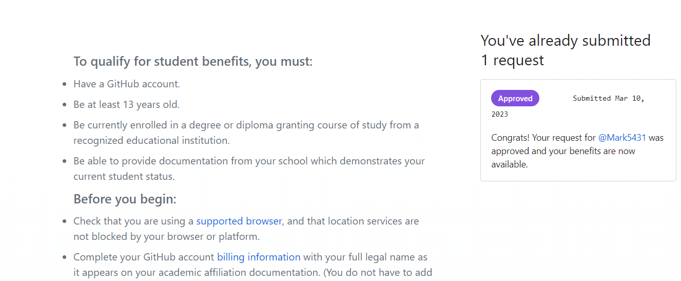 Azure Student GitHub account couldn't be confirmed - Microsoft Q&A