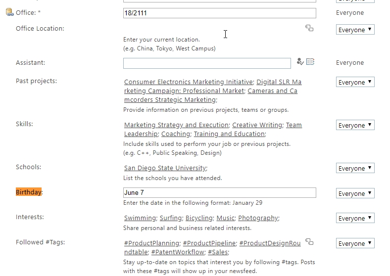 Delve information update - Microsoft Q&A