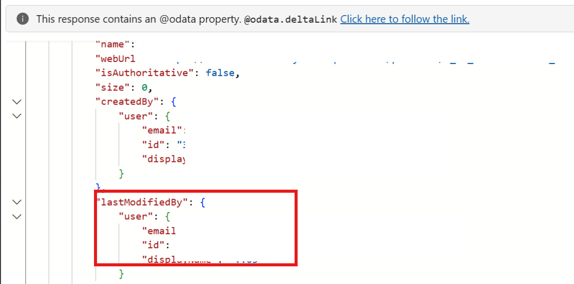 Graph ListItem Delta API response changed no "lastModifiedBy" in ...