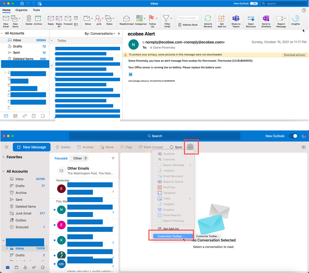 Editing the toolbar in outlook. - Microsoft Q&A