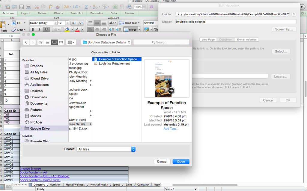 After shifting excel file to google drive, hyperlink becomes "Cannot ...