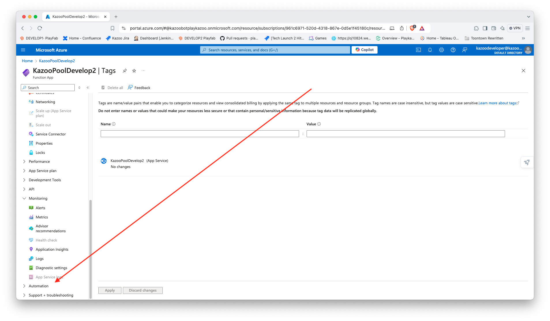 What permission is required to give another user access to log stream for a function app ...