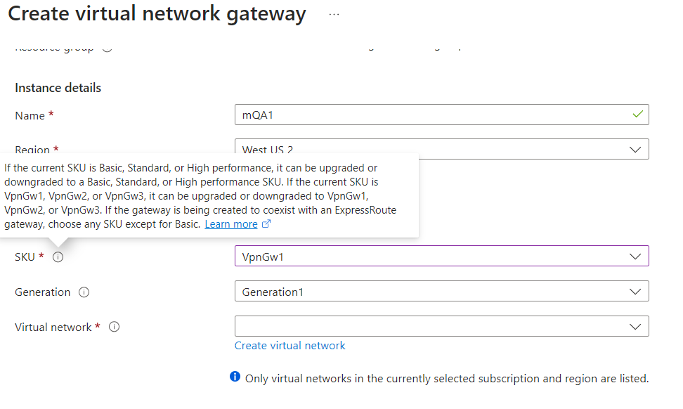 unable to create basic sku vpn - Microsoft Q&A