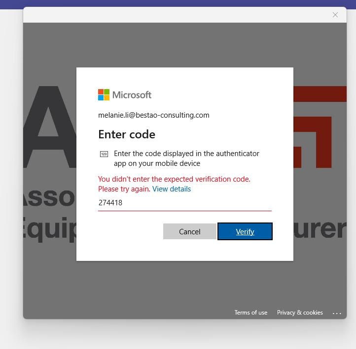 Authenticator验证码8位，teams只允许输入6位 Authenticator Verification Code In Wrong Digit Number