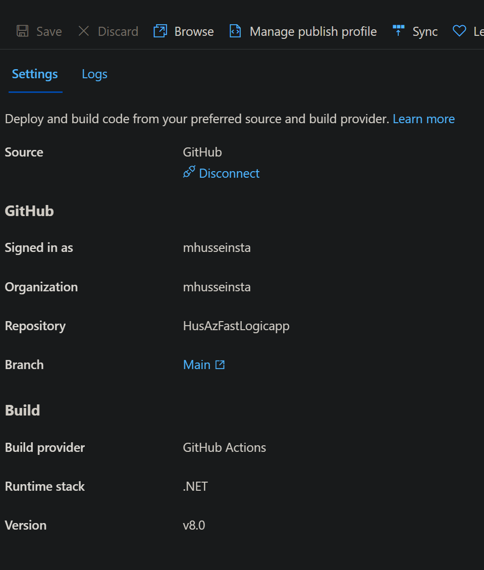 Connecting Azure Logic App CI/CD to github - Microsoft Q&A