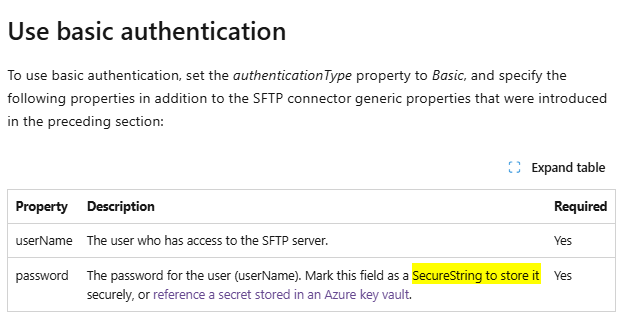 Dynamic Content Option for Password Field in SFTP Connector in Azure ...