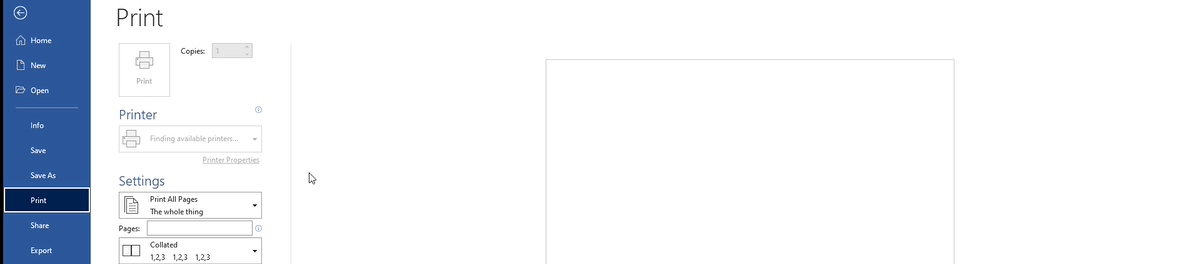 Microsoft Word Print issue - Printer flickering from finding available ...