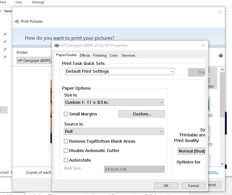 Printing preferences zoomed in - Microsoft Q&A
