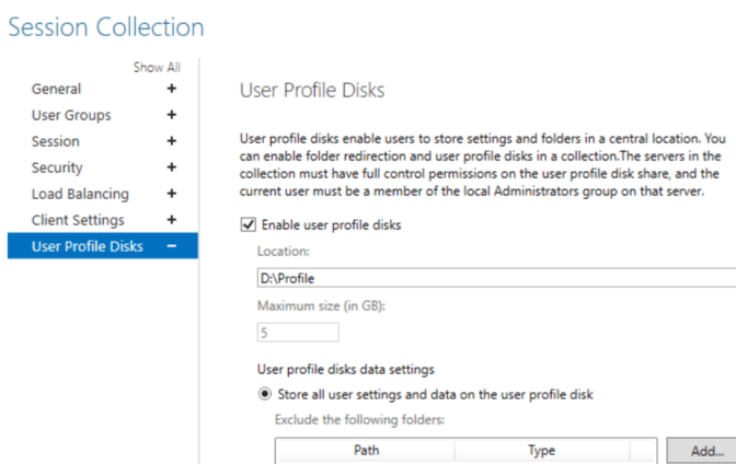 Increase the size of user profile disk in my remote desktop server ...