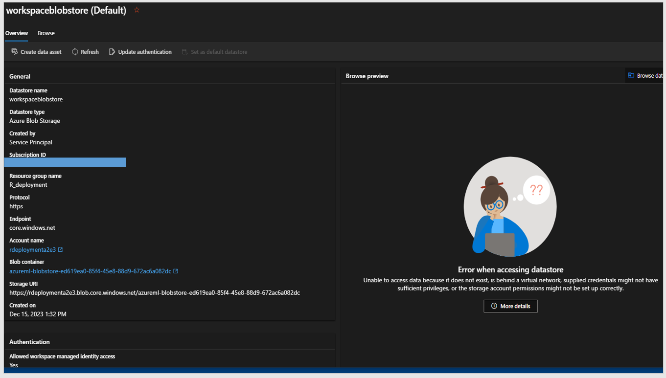 confusion about the containers name in Azure storage account and Azure machine learning ...