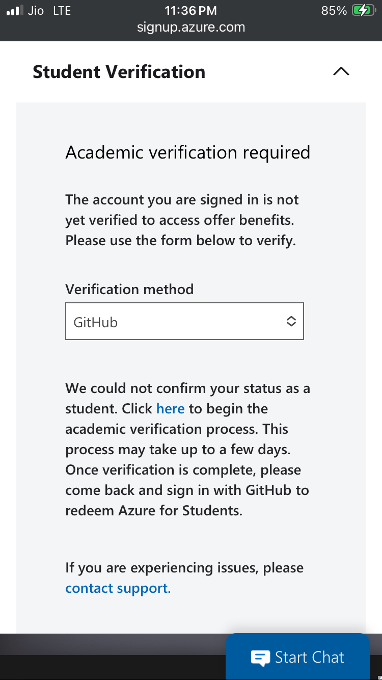 Issues signing into Azure Student with Github verification - Microsoft Q&A