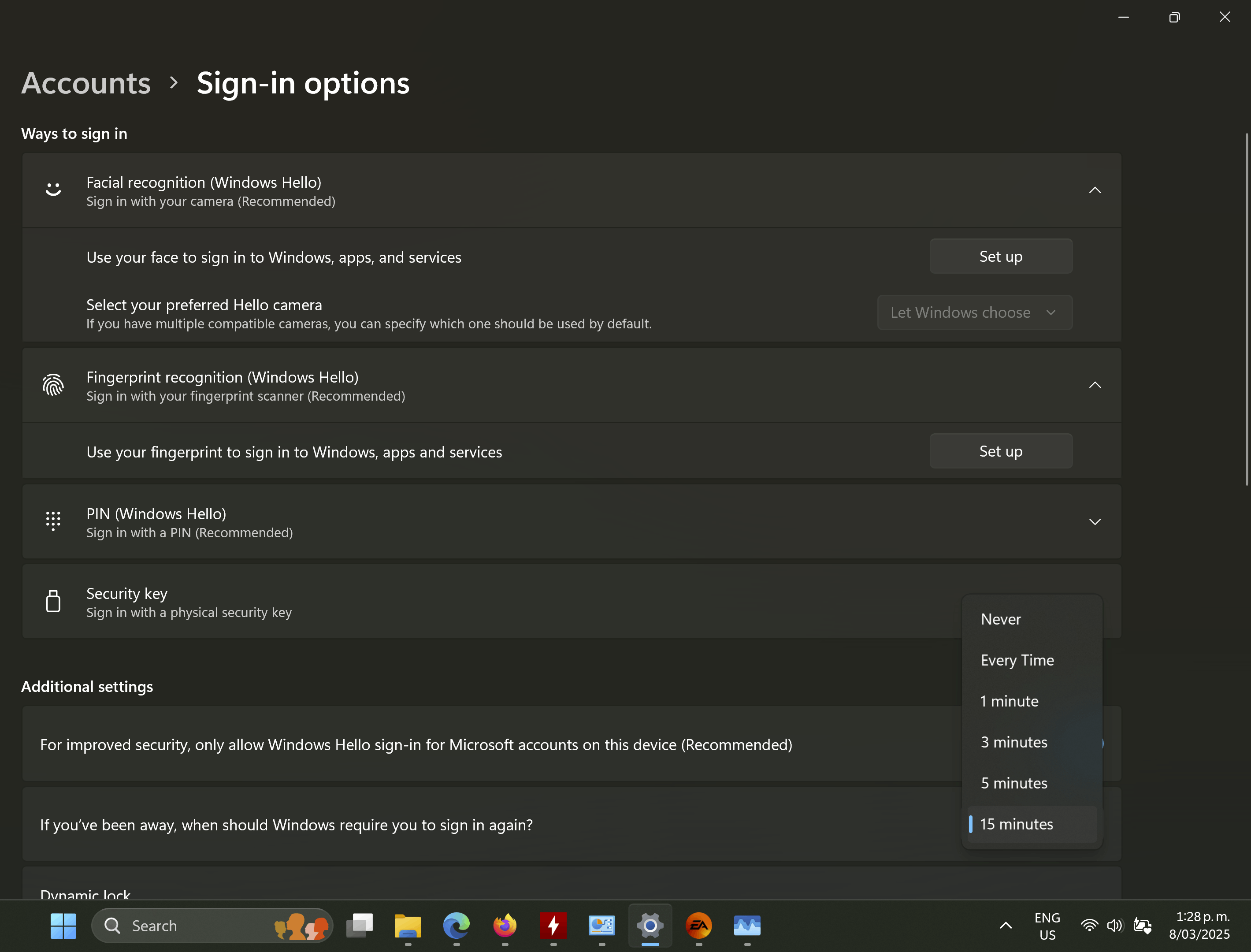 Windows Hello disable options to sign in when being away - Microsoft Q&A